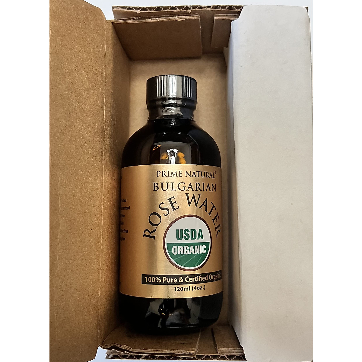 Rose Water Spray 4oz/120ml - USDA Certified Organic - Facial Toner, Hydrating Mist for Face & Hair - Bulgarian, 100% Pure, Natual, Preservative-Free, Moisturizer from Fresh Rose Petals