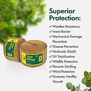 Treekote Brown Paper Tree Wrap - 4" x 150' Commercial Outdoor Use