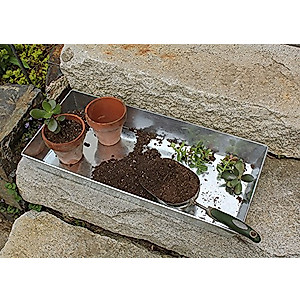 Achla Designs Antique Galvanized Steel Rectangular Plant Tray- 29 in