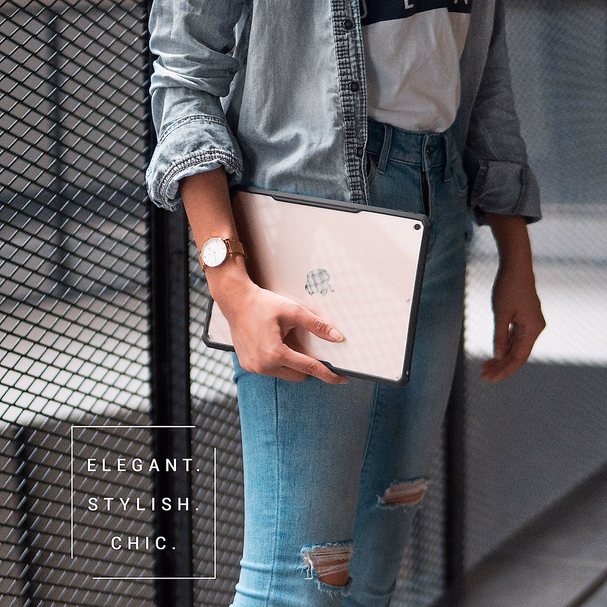 TineeOwl iPad 9/8/7 (10.2-Inch, 2021/2020/2019 Model, 9th / 8th / 7th Generation) Ultra Slim Clear Case, Flexible TPU, Lightweight, Thin (Black)