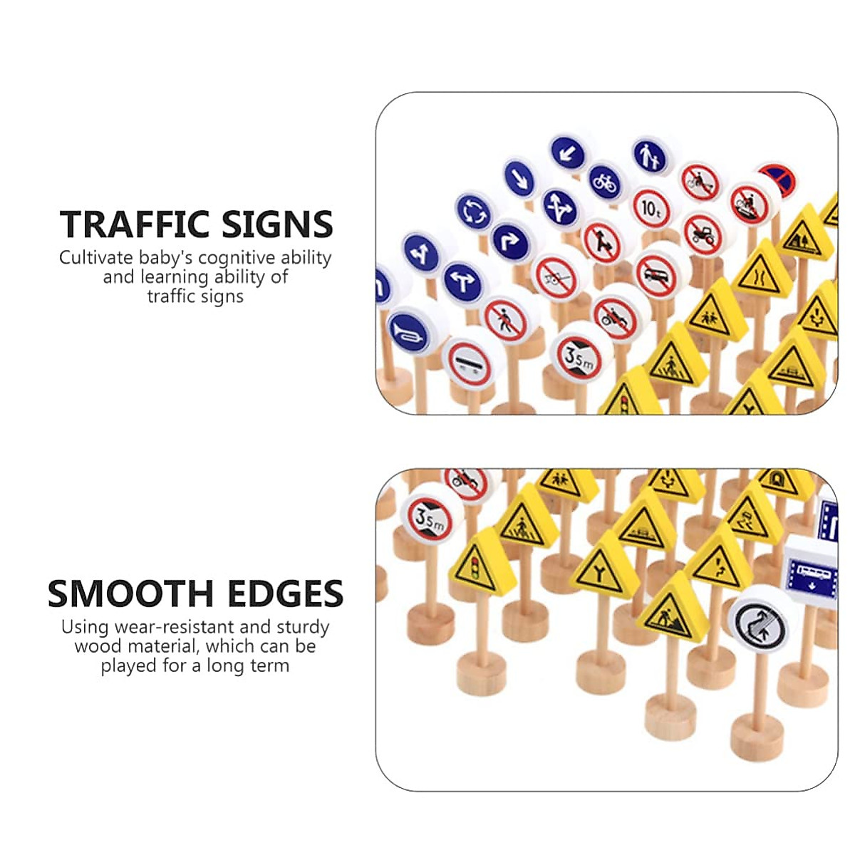 Wooden Road Construction Traffic Sign: 50pcs Toy Street Signs Small Toy Cars and Other Diecast Vehicles Wood Cars Toys Traffic Signs Toys