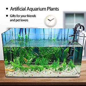 Ctpeng 23 Pcs Aquarium Plants Plastic,Artificial Fish Tank Plant for Aquarium Decoration (Green and White)