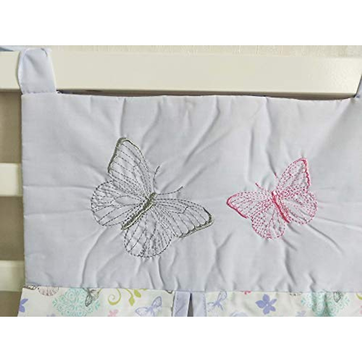 CribMATE Purple Butterfly Nursery Diaper Stacker 1 PC Floral Butterfly Diaper Hanging Bag for Baby Girl (Purple Butterfly)