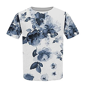 Womens Plus Summer Tops Plus Size Tops for Women Plus Size Tops for Women Summer Short Sleeve Tunics Peals Shirts Floral 01-White 4X-Large