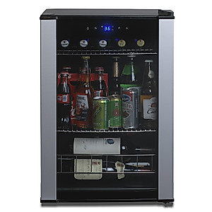 Wine Enthusiast Evolution Series Stainless Steel Wine & Beverage Center – Compact, Adjustable Temperature, Freestanding Mini Fridge
