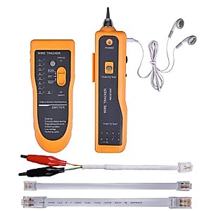 Network Cable Tester, RJ45 RJ11 Multi-Function Wire Tracer and Circuit Tester with Earphone for Cable Collation, Network & Telephone Line Test, Yellow