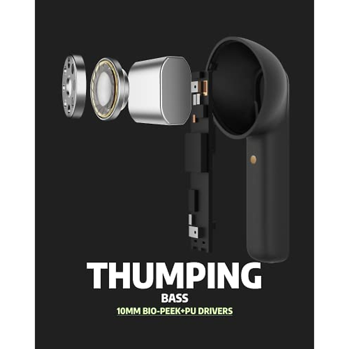 ausounds Wireless Earbuds, Bluetooth, Touch Control, Dual Mics, Workout Sweat Resistant(Black)