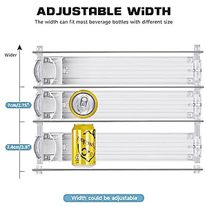 iklestar Upgrade Drink Organizer for Fridge, Self-Sliding soda Can Dispenser for Refrigerator and Adjustable Width, 12oz to 20oz holds 15+ Cans(3 Rows, 38 CM)