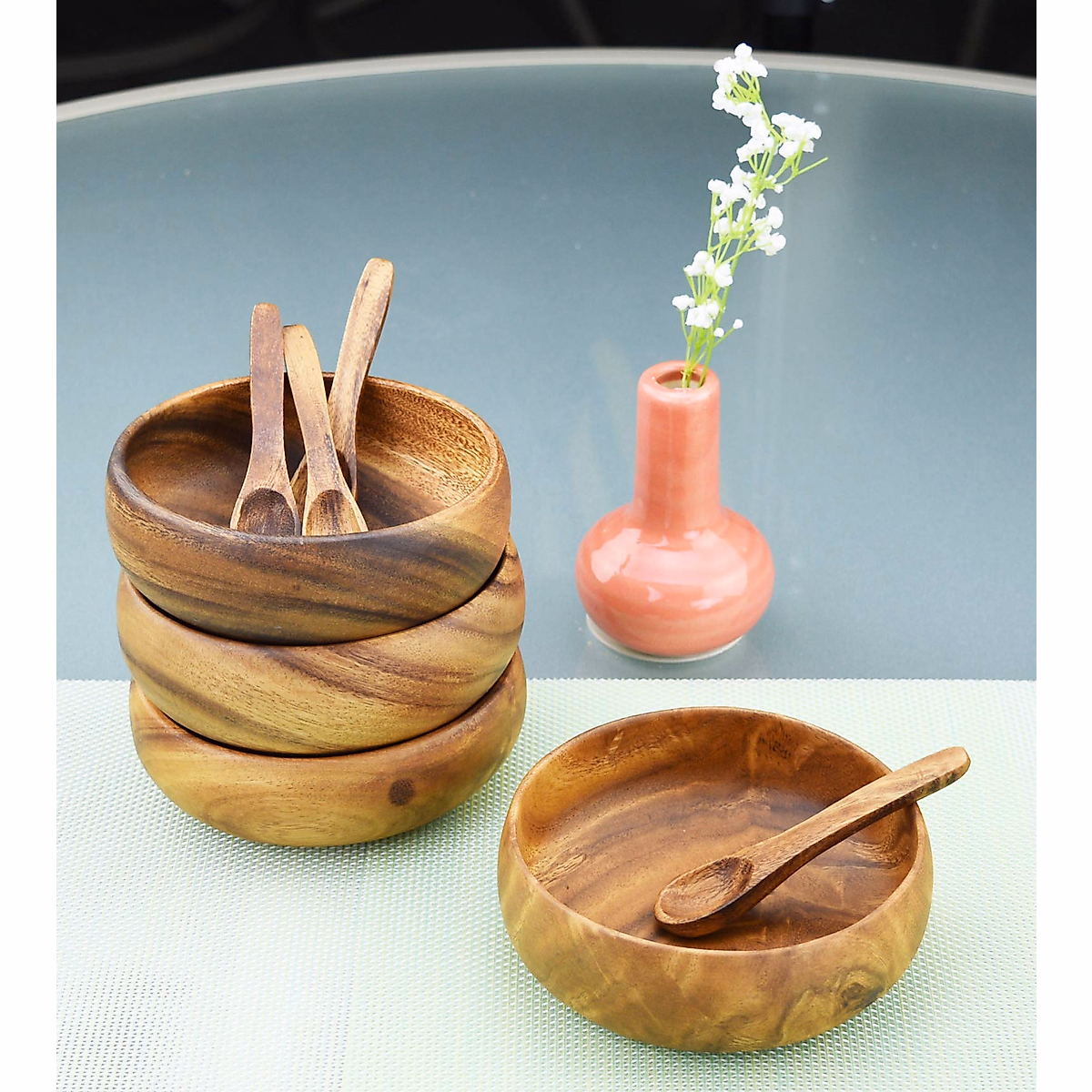 Pacific Merchants Trading Acaciaware Round Calabash Bowl, 6-Inch by 2-Inch