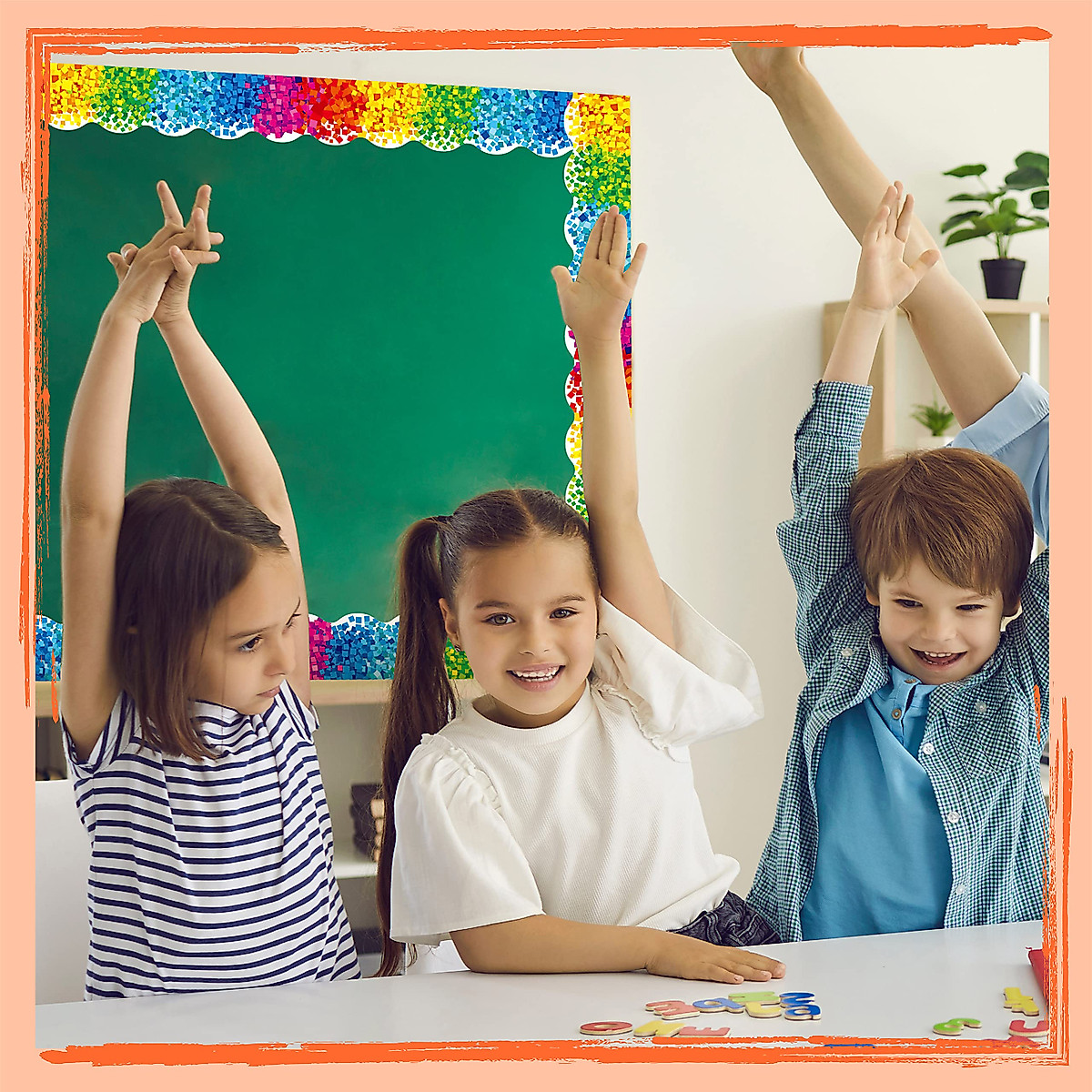 ERKE 60 Feet Bulletin Board Borders, Confetti Scalloped Rolled Border Trim for School, Classroom & Offices