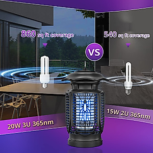 POWIFY Bug Zapper Outdoor, Electric Mosquito Zapper with 6.3ft Power Cord, 20W 4300V High Powered Fly Zapper, Insect Fly Trap, Indoor Mosquito Killer for Home Indoor Backyard Patio