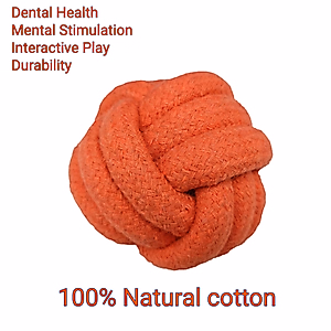 GOGOTAIL Dog Chew Toys, Dog Rope Balls Kit 2 Pack, Fun Interactive Cotton Balls for Medium to Large Dogs with a Diameter of 3 inches, Relieve Boredom, Chewing, Teething and Training, Light Orange.