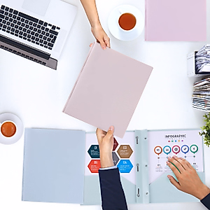 Mr. Pen Plastic Folders with Pockets and Prongs, 5 Pack, Muted Pastel Colors, Letter (8.5" x 11") - 5 Pack, Pink