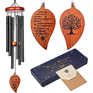 KOSSLY Sympathy Wind Chimes,32" Memorial Wind Chimes for Loss of Loved One, Sympathy Memorial Bereavement Gift,in Memory of Loved One Loss of Mother Father，Home Decor Garden Patio Outdoor-Black