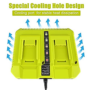 JYJZPB Dual Channel OP401 40V Battery Charger for Ryobi 40V Battery OP4050A OP4026 OP40601 OP4040 OP4030 OP4015 OP40201 Lithium Battery