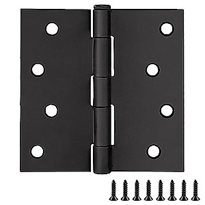 Door Hinges for Interior Doors 10-Pack 4-inch x 4-inch, Design House Square Corner Steel Door Hinge Door Hardware, Matte Black, 188995