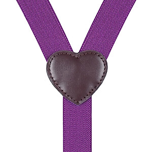 Pzle Men's Suspenders and Bow Tie Set Adjustable 47 Inches Dark Purple