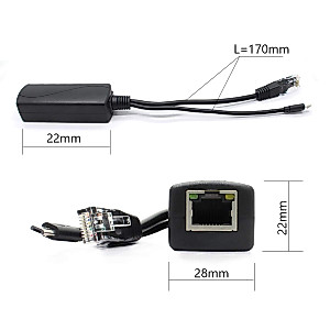 ANVISION 2-Pack Gigabit PoE Splitter, 48V to 5V 2.4A Micro USB Ethernet Adapter, Compatible with Raspberry Pi 3B+, IP Camera and More