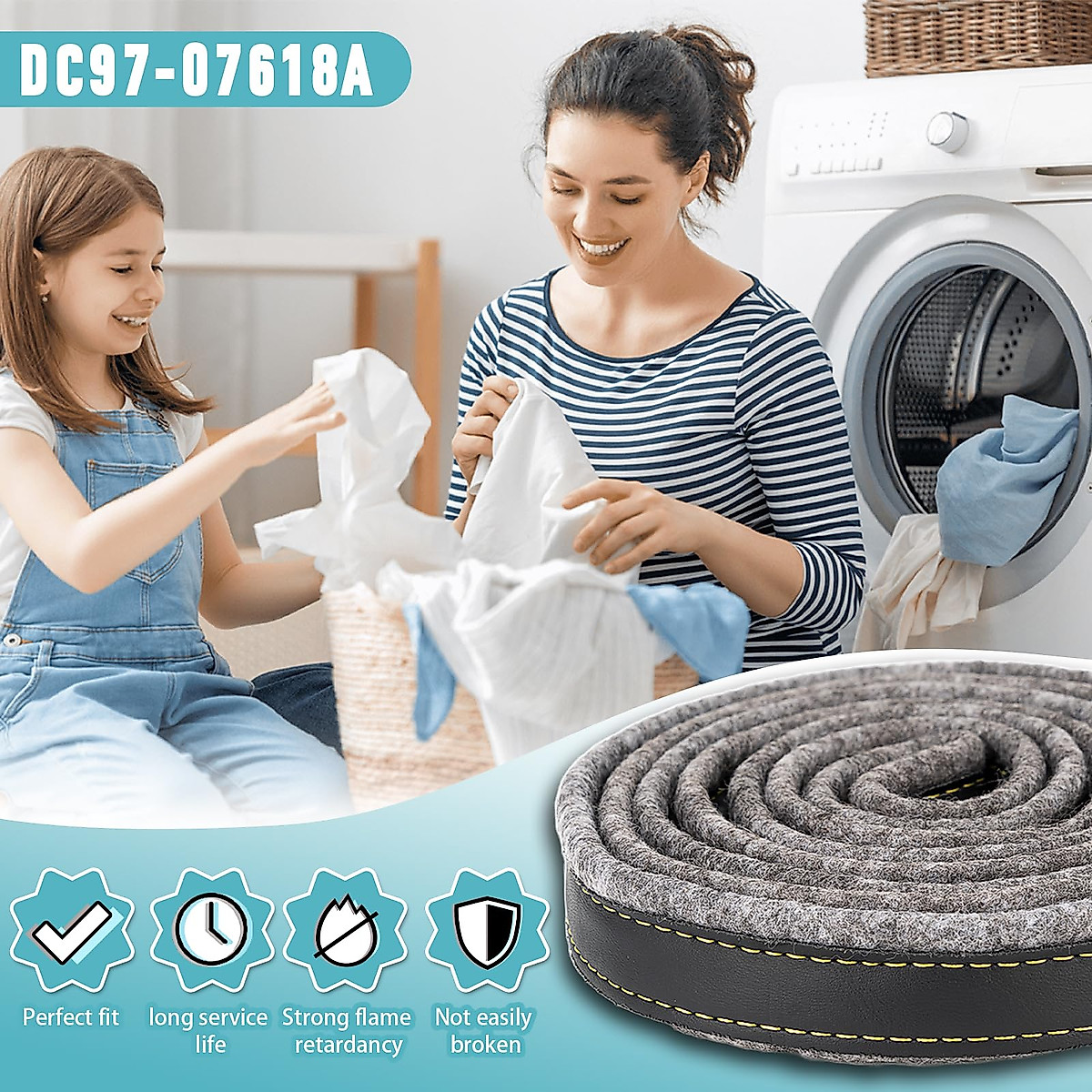 FOMIUZY Dryer Drum Felt Gasket Seal Repair Replacement Kit Compatible with Samsung DV42H5200EP/A3 DV50K8600EV/A3 DV52J8700GP/A2 DV50K7500EV/A3 DV45K7600EW/A3 DV48J7700EW/A2 & More Replace DC97-07618A