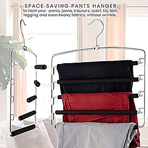 Generic, Space Saving Detachable Hangers, Multi-Layer Clothes & Pants Hangers, 6 in 1 Detachable Clothes Hanger & 5 Layers Swing Arm Pants Hangers, Set 2 Pack - YToTh