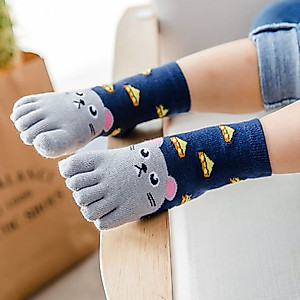 Hellomamma Kids Toe Socks Girls Cute Animal Cat Dog Cotton Sox Five Finger Ankle Sock
