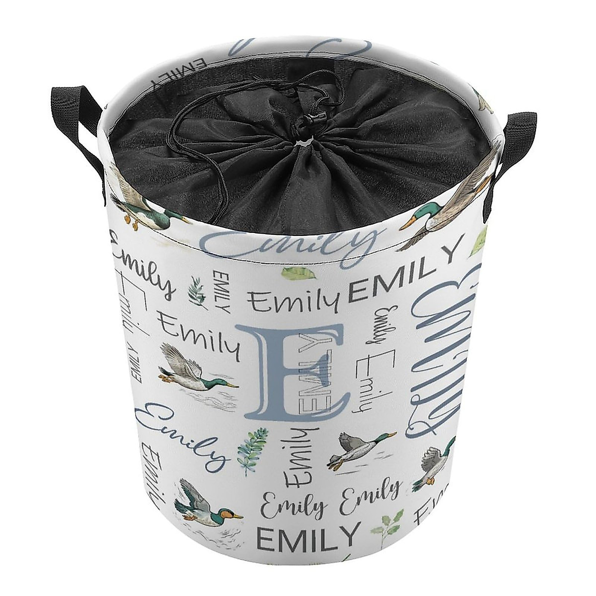 Mallard Duck Personalized Baby Laundry Basket Custom Name Nursery Hamper Collapsible Kids Laundry Hamper with Handles Durable Oxford Cloth Organizer for Clothes Storage Baby Gift Baskets