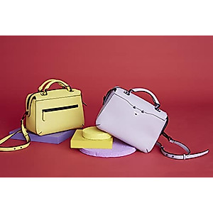 Niko Ineko Women's Uptown Satchel Kitty Face Eyes Snout Hardware Mustard Yellow