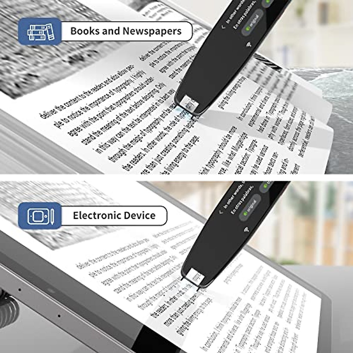 Scan ReaderPen, ROATEE 112 Language Scanning Translation Pen, Document Scanner, 16GB Digital Dictionary Smart Translation Bluetooth Mobile Scanner, Text to Speech for Dyslexia