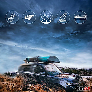 OMAC Roof Rack Cross Bars Carrier Aluminium for Ford Transit Connect 2010-2013 Black 2 Pcs Anti-Theft for Travel Kayak Canoe Surf Ski Snowboard Camping