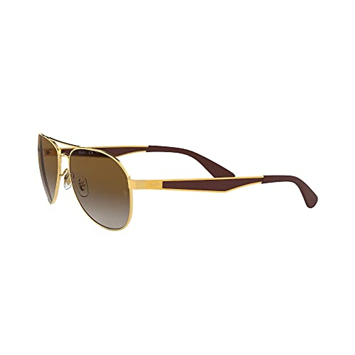 Ray-Ban RB3549 Aviator Sunglasses, Gold/Polarized Light Grey Gradient Brown, 61 mm