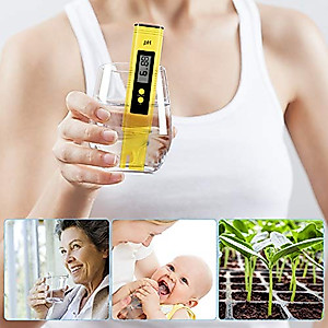 Digital PH Meter, UOTO Water Quality Tester 0.01 PH High Accuracy and 0-14 PH Measurement Range, Ideal Water Test Meter for Household Drinking Water, Aquariums, ATC – Yellow