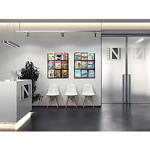 Displays2go Wall Mount Acrylic Brochure Holder, 9-18 Adjustable Pockets, Tiered Design - Black (2RP9BLK)