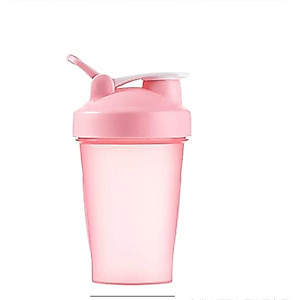 Protein Powder Shaker Bottle for Pre Work Out,Shakes,Smoothies with BPA free & Whisk Ball,400 ML Shaker Cup (16OZ-400ML-1BTL, Pink Whole Over)