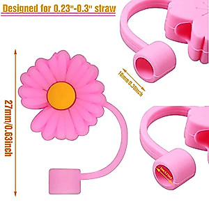 8 Pieces Silicone Straw Tips Cover Reusable Drinking Straw Lids Sunflower Cherry Blossom Rainbow Cat Paw Straw Cap Cover for 6-8 mm Straws Anti-dust Straw Tips Plugs