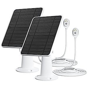 Solar Panel Charger Compatible with Arlo Ultra/Ultra 2/Pro 3/Pro 4/Pro 3 Floodlight Security Camera, 5V 4W Solar Panels Charging IP65 Weatherproof w/ 9.8ft Charging Cable Adjustable Wall Mount, 2 Pack