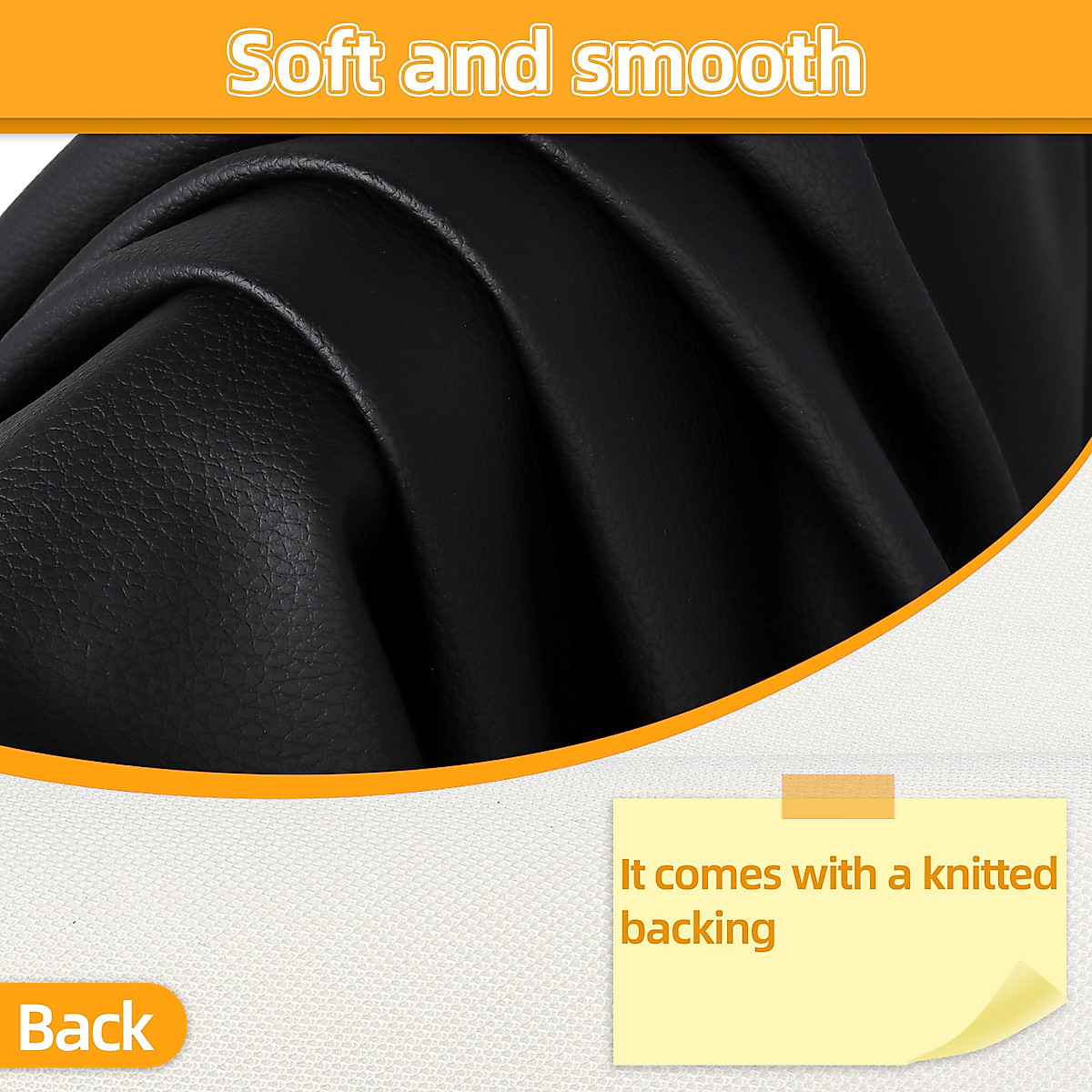 ZAIONE Marine Vinyl Upholstery Leather: Black Faux Leather by The Yard 54"x36" Thick Marine Grade Vinyl Leather for Upholstery Boat Car Sofa Outdoor