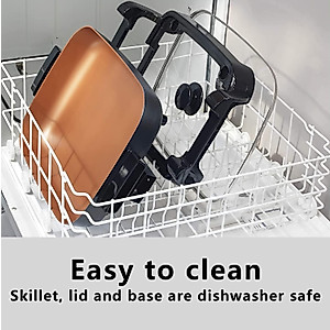 Extra-Large Nonstick Ceramic Electric Skillet - Electric Frying Pan with Lid, 12"x15" Fry Pan Adjustable Temperature Control, with Removable Pan, Dishwasher Safe