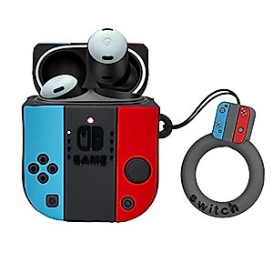 CASEVERSE Compatible for Google Pixel Buds Pro 2022 Cases, Front LED Visible Cartoon Games Console Soft Silicone Protective Cover Skin with Keychain