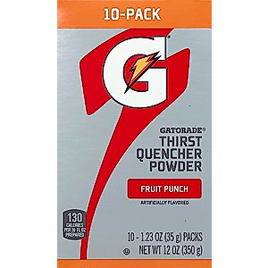 The Gatorade Company Thirst Quencher Powder, 1.23oz Packets, Makes 16.9 FL OZ (10 Pack) (Fruit Punch)
