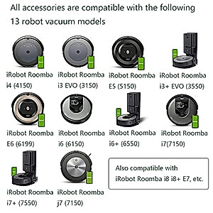 26 Replacement Parts for iRobot Roomba i7 i7+ i3 i3+ i4 i4+ i6 i6+ i8 i8+ j7 j7+/Plus E5 E6 E7 Robot Vacuum Accessories, 2 Multi-Surface Rubber Roller Brushes 8 Filters 8 Side Brushes 8 Vacuum Bags