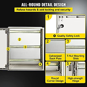 VEVOR Electrical Enclosure Box,23.6''×19.7''×9.1'',Fiberglass Junction Box,IP66 Waterproof & Dustproof,Outdoor Electrical Box,with Mounting Plat