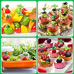 64 Pcs Kids Food Pick Leaves Series Bento Box Picks Plastic Fruit Picks Decorative Bento Box Accessories Mini Fruit Fork Kawaii Plastic Stick Cute Salad Toothpick for Party Lunch Decor, 8 Styles