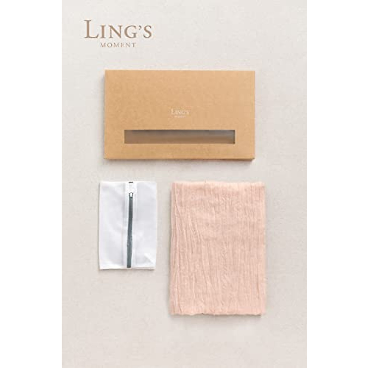 Ling's Moment 10Ft x 35" Wide Blush Gauze Semi-Sheer Table Runner Cheesecloth Tablecloth for Wedding Party Bridal Shower Boho Table Decor