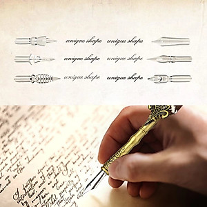 Quill Pen and Ink Set Feather Pen with Ink and 6pcs Nibs Calligraphy Pens for Beginners for Lettering,Drawing, Journaling, Signing, Invitation HO-Q-300