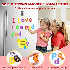 240Pcs Magnetic Letters Numbers for Classroom School Supplies Alphabet Magnets Fridge Foam Letters for Kids with Magnet Board Homeschool Preschool Educational Toys for Toddlers Spelling & Learning ABC