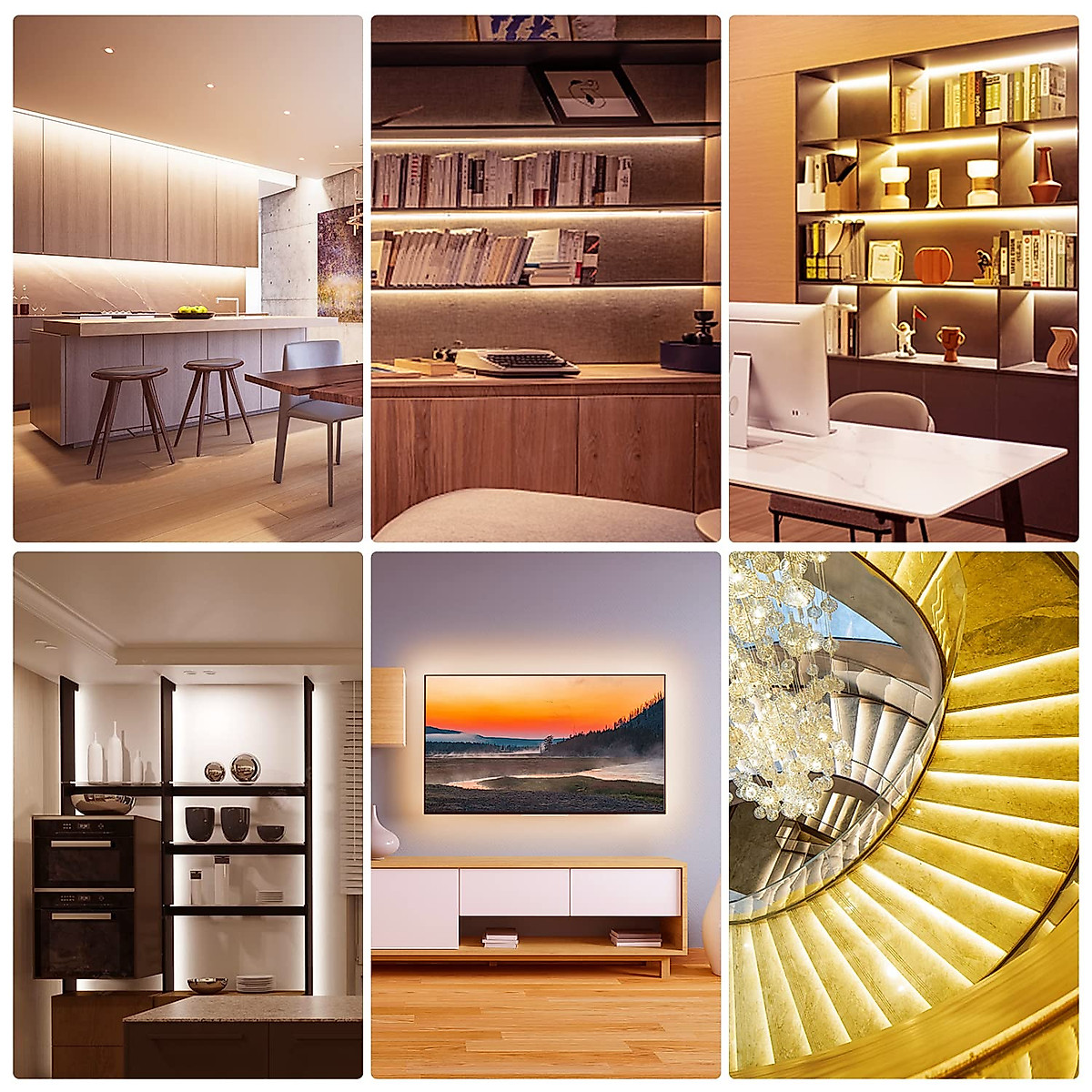 DAYBETTER Under Cabinet Lights, 6 PCS Under Cabinet Lighting with Remote, Dimmable LED Strip Lights for Bedroom, LED Lights for Kitchen Cabinet, Counter Shelf 2700K-6500K Warm to Daylight White, 9.8ft