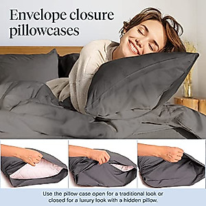 LuxClub 6 PC Sheet Set Bed Sheets Deep Pockets 18" Eco Friendly Wrinkle Free Sheets Machine Washable Hotel Bedding Silky Soft - Grey King