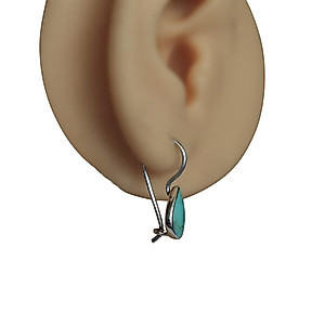 Handmade Turquoise Dangle Earrings, 925 Sterling Silver, Pear Shape 11x8mm Reconstructed Turquoise Gemstone Drop Earrings for Women, Tarnish & Water Resistant, By MiYa Jewelry Creations