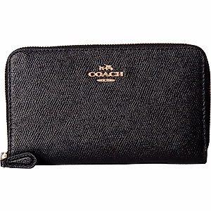 Coach Crossgrain Leather Medium Zip Around Wallet Li/Black One Size