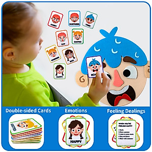 Craftstory 86 Pcs Social Emotional Learning Activities Sensory Toys for Kids- Montessori Toys with 2 Face Boards 9 Emotion Cards, Autism Learning Materials for Kids Speech Therapy Materials